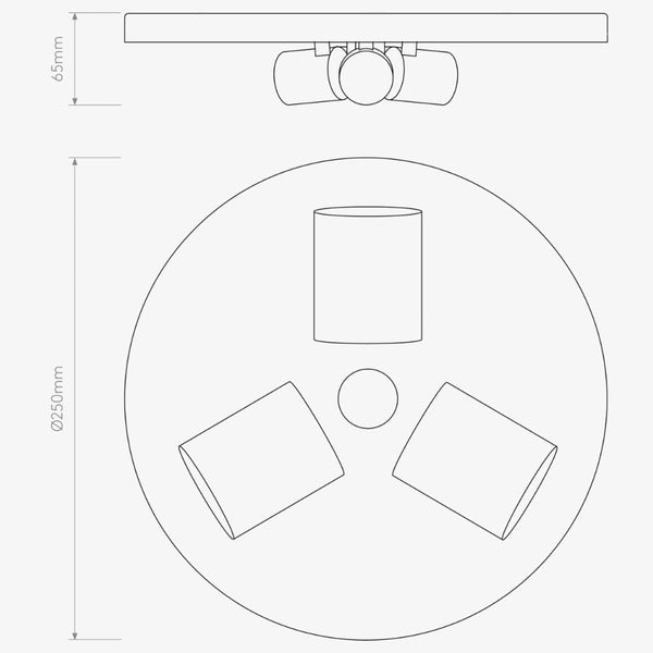 3-Way Plate Ceiling Light - Base Only - Urban Lighting