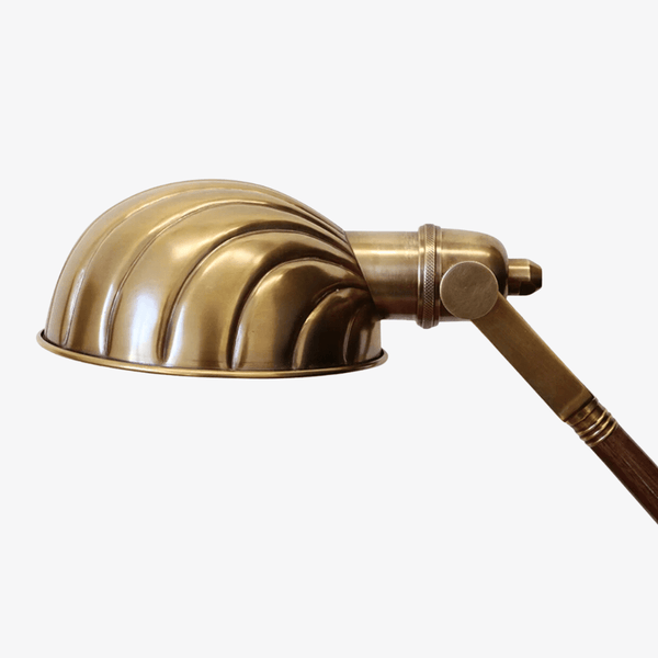 Adjustable Clam Desk Lamp with Wooden Detail - Urban Lighting