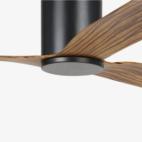 Iluka Hugger Ceiling Fan Black with Rustic Timber Blades - Urban Lighting